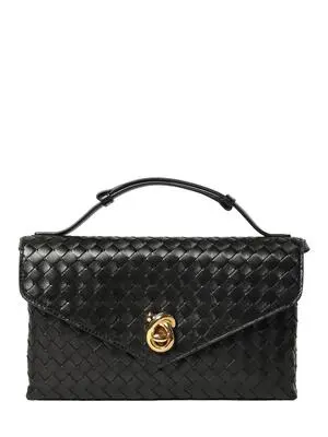 Bottega Veneta Knot Lock Intrecciato Leather Handbag - Black