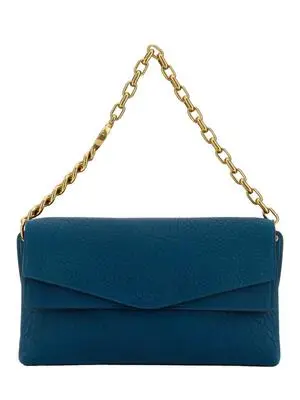 Gucci Grained Leather Shoulder Bag With Removable Chain Handle - Blue