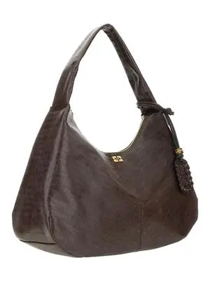 GANNI Hobo Bag Croco Xxl - Brown