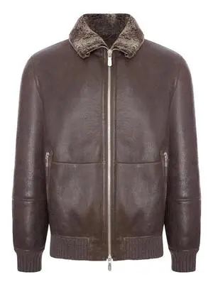 Brunello Cucinelli Shearling Bomber - Brown