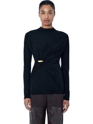 Bottega Veneta Twist Detail Long Sleeve Top - Black