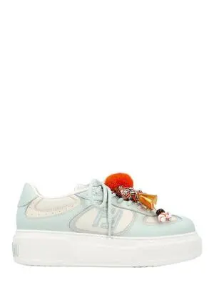 Fendi FENDI Leather And Mink Fur Sneakers Blue