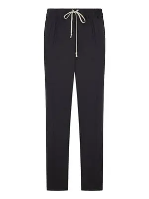 Rick Owens Slim Drawstring Wool Trousers With Drawstring - Black
