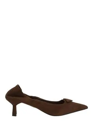 Prada Suede Pumps With Elastic On The Heel - Brown