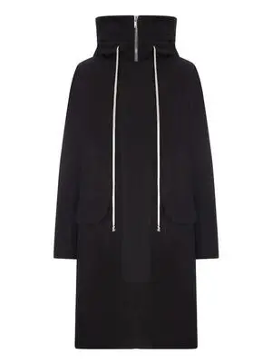 Rick Owens Long Cotton Parka With Hood - Black