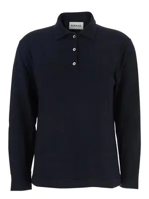 P.A.R.O.S.H P.A.R.O.S.H. Women Blue Polo Shirt With Classic Collar And Long Sleeves In Wool Woman
