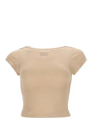 JEAN PAUL GAULTIER Logo Patch Cropped Top - Cream