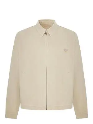 Prada Cotton Blouson With Logo - Cream