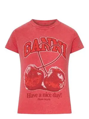 GANNI GANNI Jersey T-Shirt With Front Logo Red
