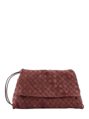 Bottega Veneta Woven Suede Giorno Bag - Red