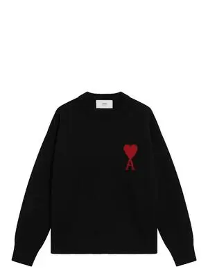 AMI Paris De Coeur Virgin Wool Sweater - Black
