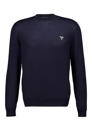 Prada Virgin Wool Crew-neck Pullover - Blue