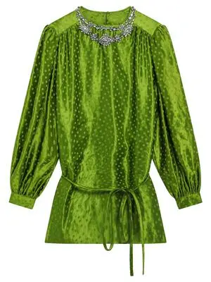 Valentino Garavani Silk-blend Jacquard Mini Dress - Green