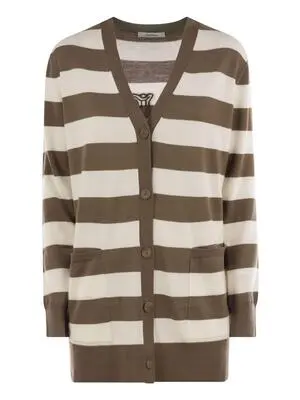 MAX MARA Max Mara Women Fiemme - Long Striped Wool Cardigan