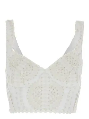 Charo Ruiz Ibiza Sleeveless Perforated Cotton And Linen Blend Top - Multicolor