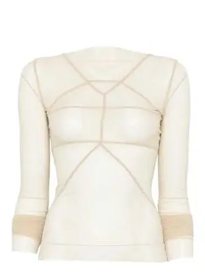 Rick Owens Long-sleeved Top With Sheer Panels At The Temples - Multicolor