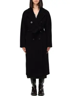 Max Mara Madame Double-breasted Long Wool Coat With Belt - Black