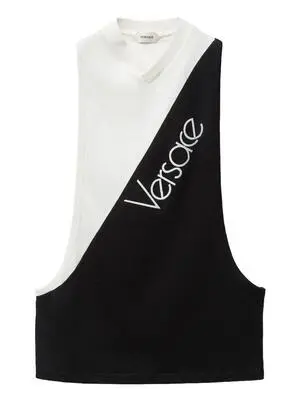 Versace VERSACE Logo Cotton Tank Top Multicolor
