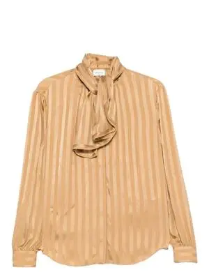 Saint Laurent Striped Pussy Bow Blouse - Multicolor