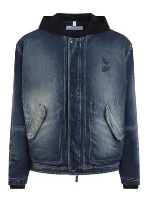 Off-White Cherry Fleece Denim Jacket - Blue