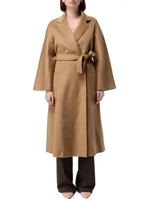 Max Mara Max Mara Women Ludmilla Long Cashmere Belted Robe Coat Max Mara Brown