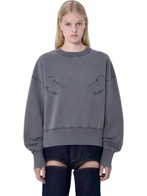 JEAN PAUL GAULTIER JEAN PAUL GAULTIER Embroidered Fleece Sweatshirt Gray