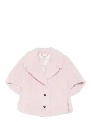 Max Mara Raven Teddy-texture Buttoned Cape - Multicolor
