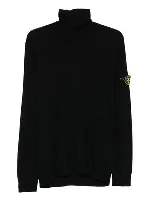 Stone Island STONE ISLAND Ribbed Wool Turtleneck Sweater Black