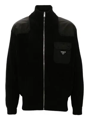 Prada Wool Blend Zip Up Sweater - Black