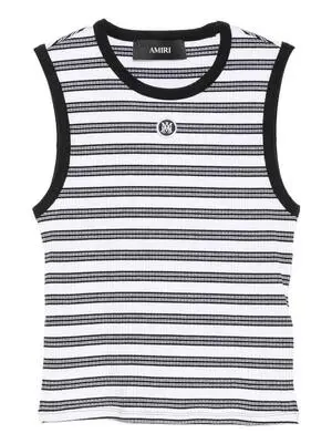 Amiri Striped Ribbed Knit Tank Top - White