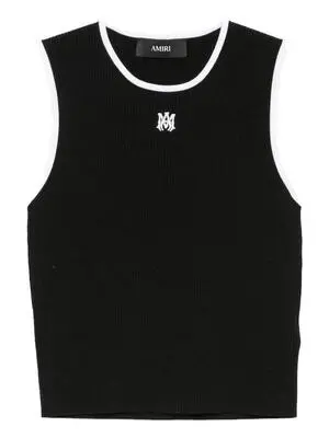 Amiri Ribbed Knit Logo Tank Top - Black