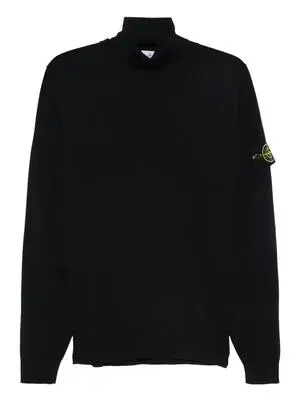 Stone Island Ribbed Wool Turtleneck Sweater - Blue