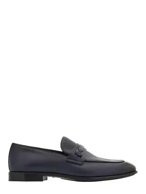 FERRAGAMO Desio Shaded Leather Loafers - Blue