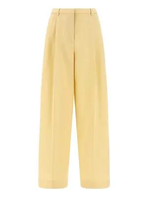 JIL SANDER Wide Leg Wool Trousers - Yellow