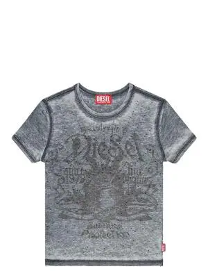 DIESEL® Burnout Washed Effect Sublimation Print T-shirt - Gray