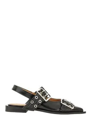GANNI Buckled Ballerina Shoes - Black