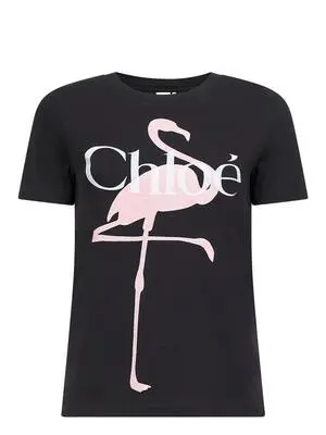 Chloé Black Organic Jersey Logo Baby-fit T-shirt - Multicolor