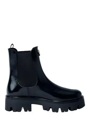 Prada Logo Plaque Ankle Boots - Black