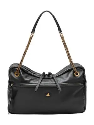 VIVIENNE WESTWOOD Textured Calf Leather Shoulder Bag - Black