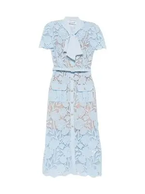 SELF-PORTRAIT Floral-lace Midi Day Dress - Blue