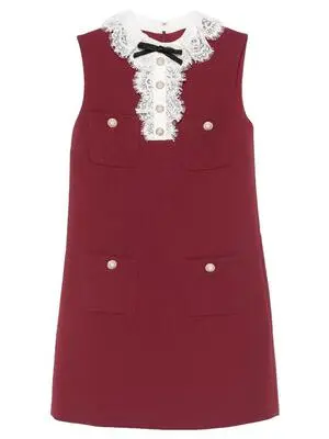 SELF-PORTRAIT Lace Trim Mini Dress - Red