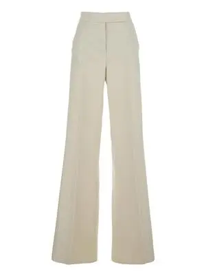Max Mara Beige High-waisted Linen Pants For - Multicolor