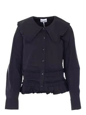 GANNI GANNI Ruffle Shirt Black