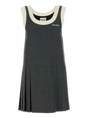 Miu Miu Virgin Wool Mini Dress - Gray
