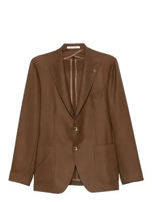 Tagliatore Virgin Wool Peak Lapel Blazer - Brown