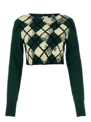 Burberry Cotton Argyle Sweater - Green