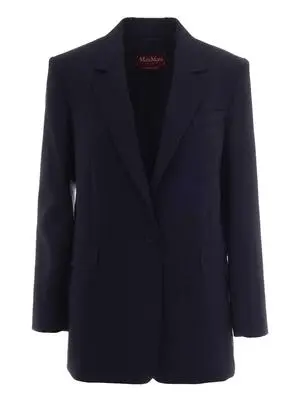 Max Mara Virgin Wool Single Breasted Blazer - Blue