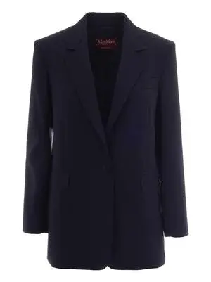 Max Mara Virgin Wool Single Breasted Blazer - Blue