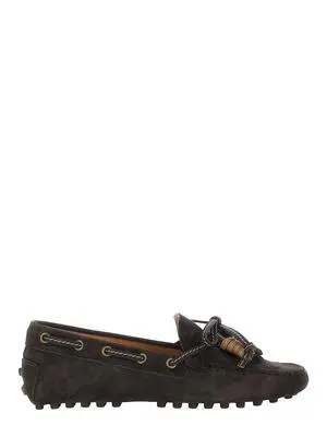 TOD'S Loafers 'suede Mocassin' Brown With Rounded Toe In Leather - Multicolor
