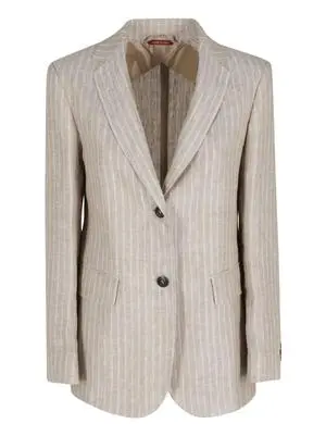 Max Mara Pinstripe Single Breasted Blazer - Multicolor